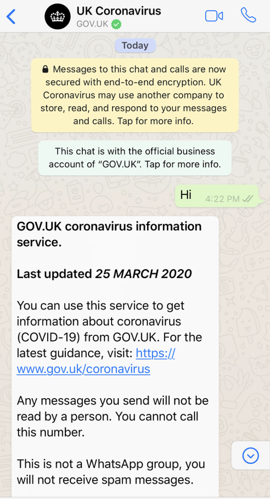 UK Government Debuts Coronavirus WhatsApp Chatbot - Voicebot.ai